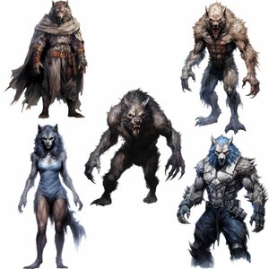 Werewolf Lycan Clipart Watercolor Printable Digital Downloads, 19 ...