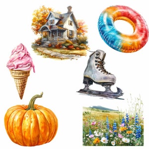 Seasons Bundle Clipart Digital Downloads, 46 4 Four Season Winter ...
