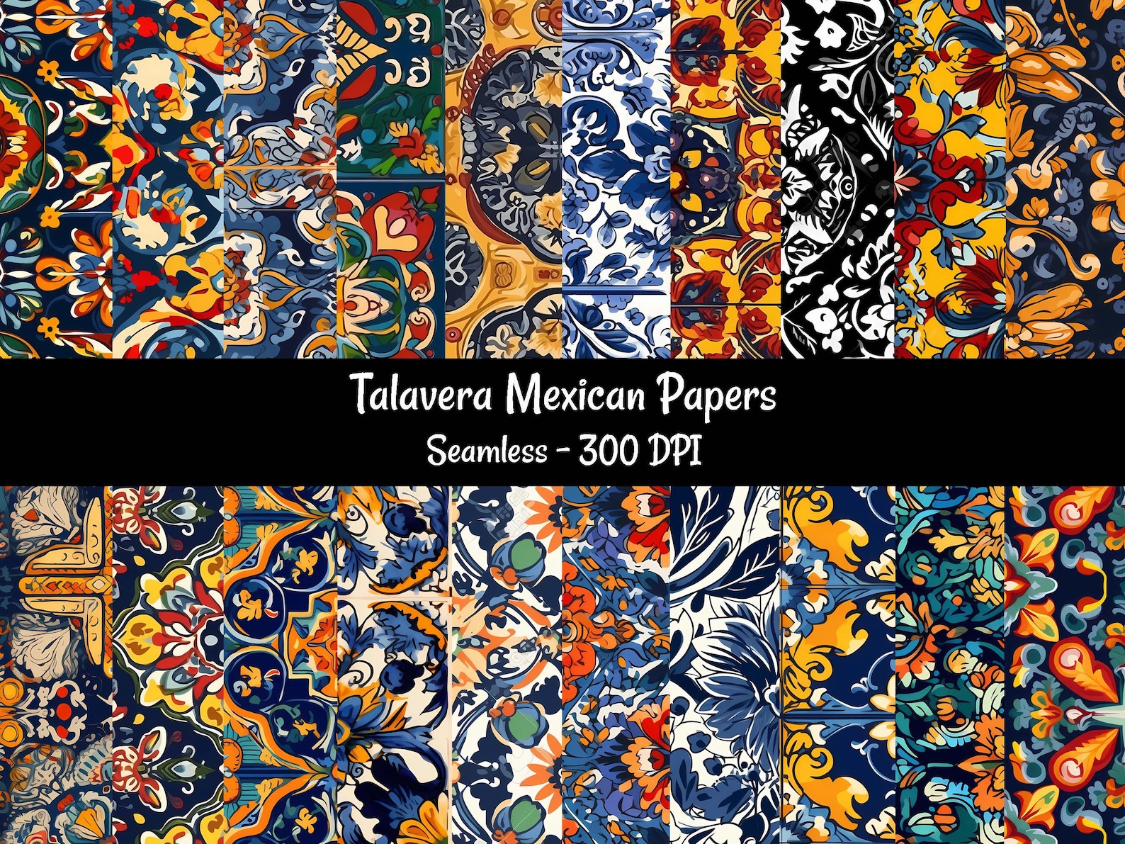 Mexican Talavera Tile Seamless Digital Papers, 20 Mexico Spanish ...
