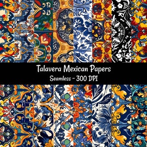 Mexican Talavera Tile Seamless Digital Papers, 20 Mexico Spanish ...