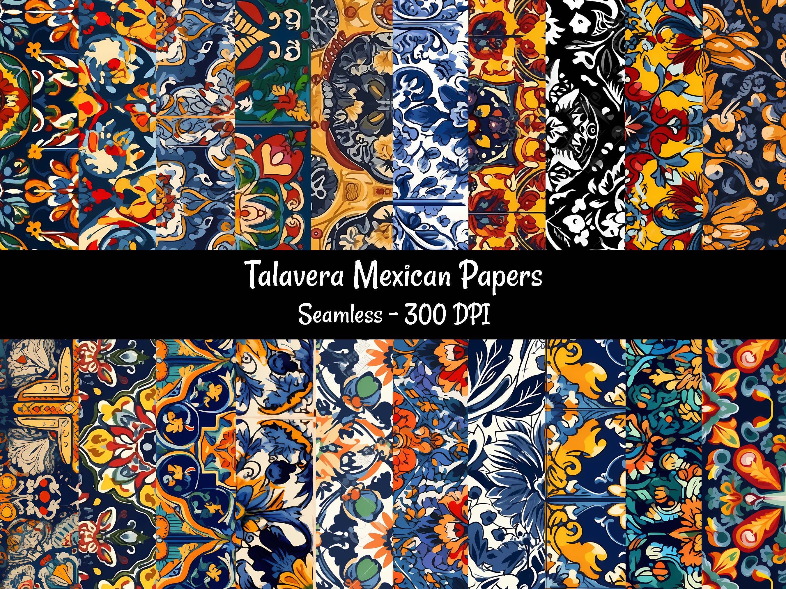 Mexican Talavera Tile Seamless Digital Papers, 20 Mexico Spanish ...