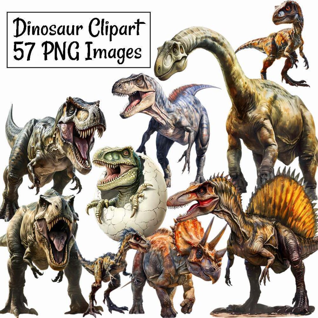 Dinosaur Watercolor Clipart Digital Downloads T-rex Tyrannosaurus ...
