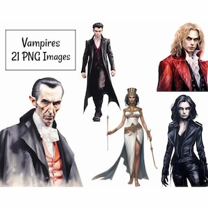 Famous Vampires Dracula Horror Clipart Digital Downloads, 22 Watercolor ...