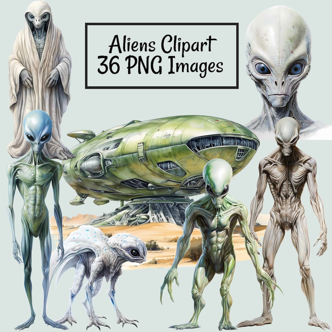 Alien Big Bundle Clipart Digital Downloads, 36 Watercolor Planet ...