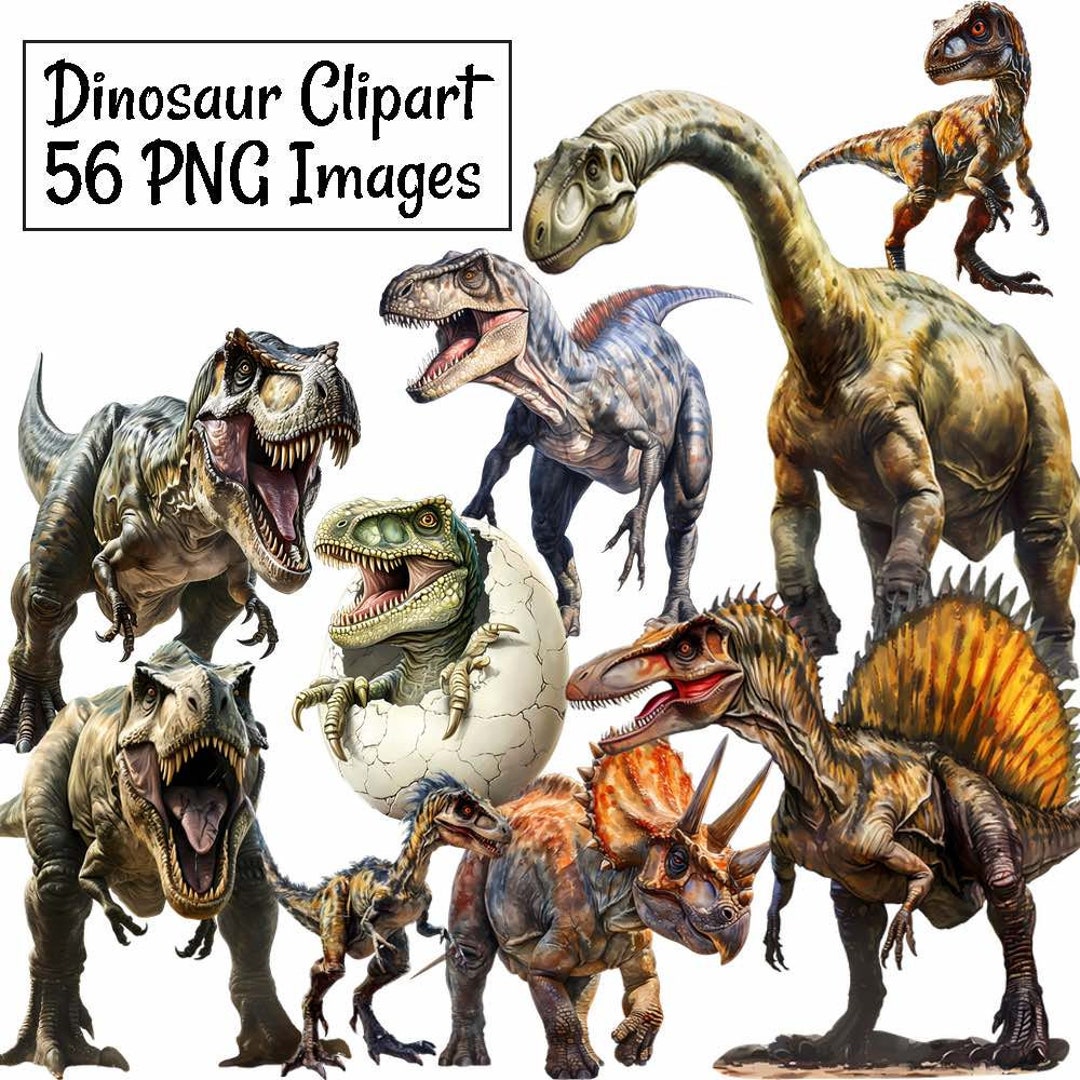 Dinosaur Watercolor Clipart Digital Downloads, 57 T-rex Tyrannosaurus ...
