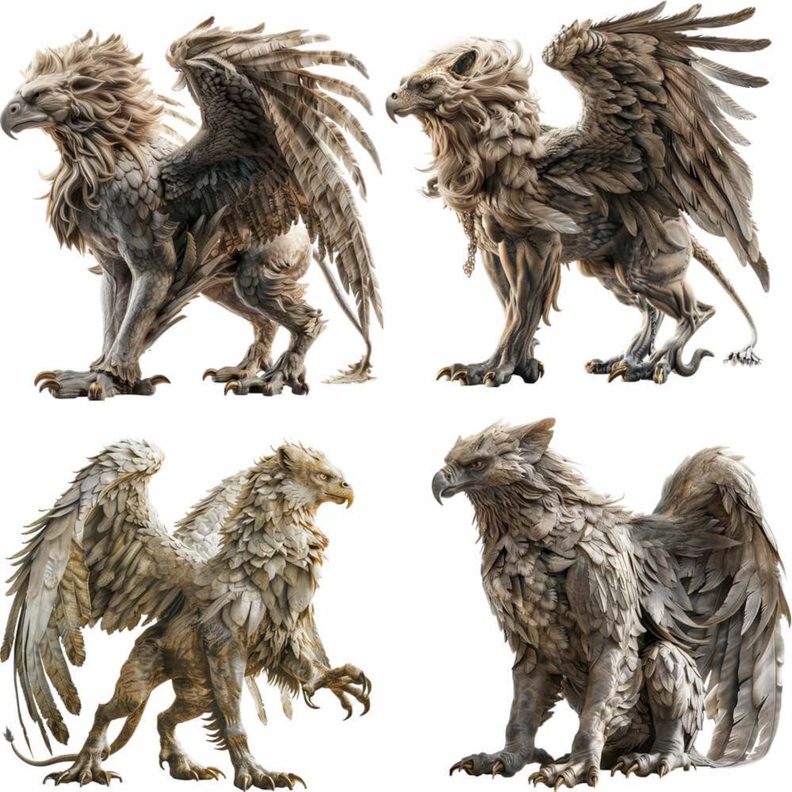 Griffin Realistic Overlay Digital Downloads, 23 Gryphon Clipart Fantasy ...