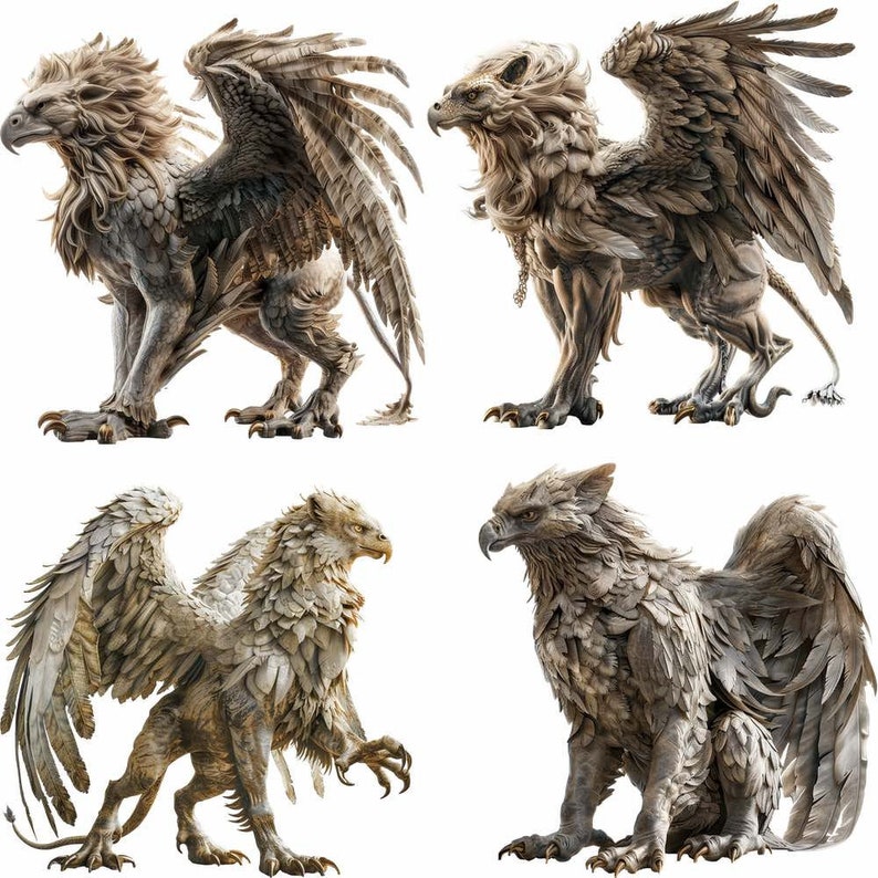 Griffin Realistic Overlay Digital Downloads, 23 Gryphon Clipart Fantasy ...