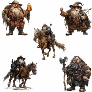 Fantasy Dwarf Watercolor Clipart, 38 RPG Fantasy Folklore Fairy Tale ...