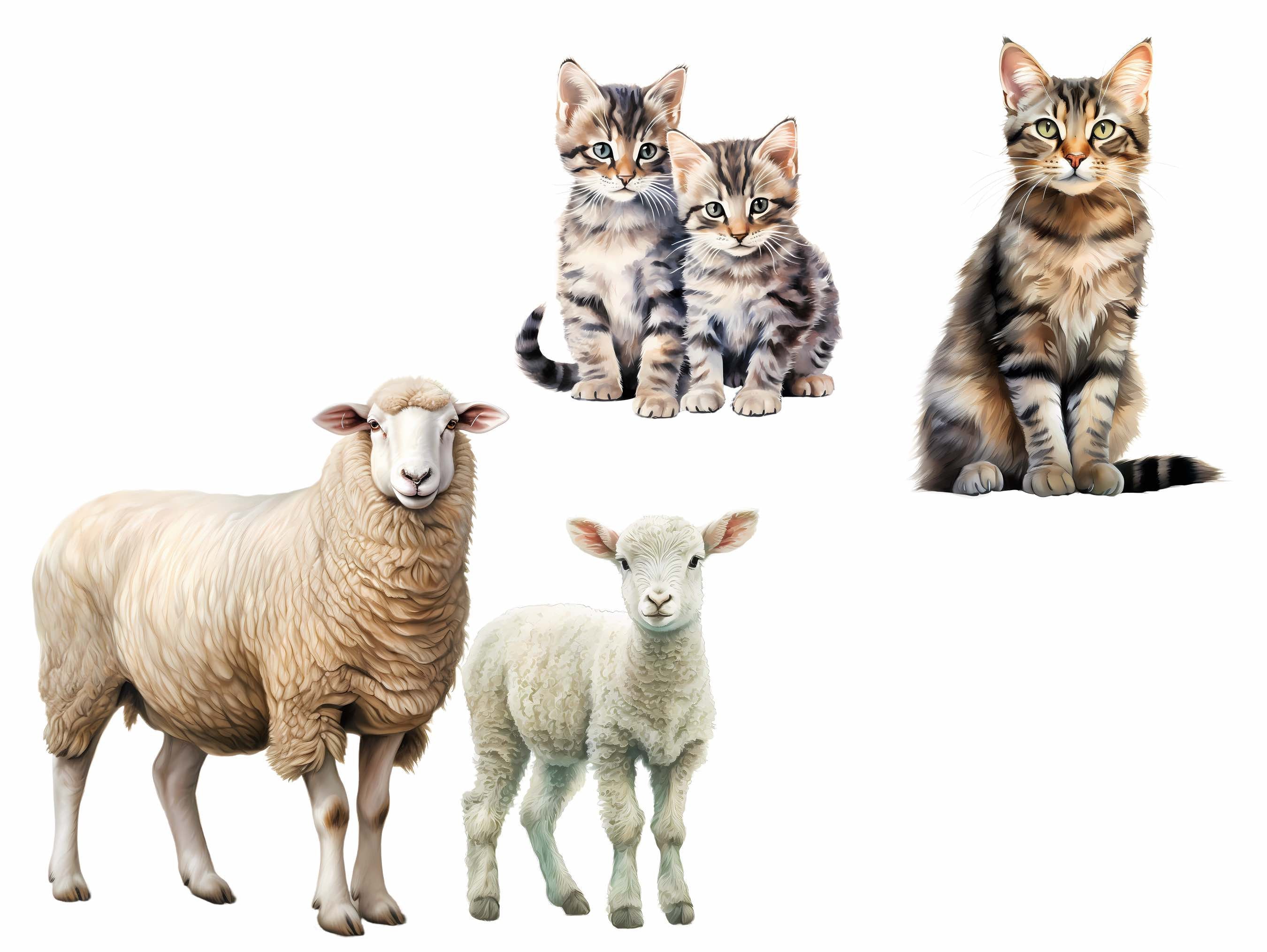 Farm Animals Clipart Digital Downloads, 28 Watercolor Overlay Farmyard ...