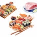 24 Sushi Sashimi Bundle Clipart Digital Downloads, Watercolor Overlay ...