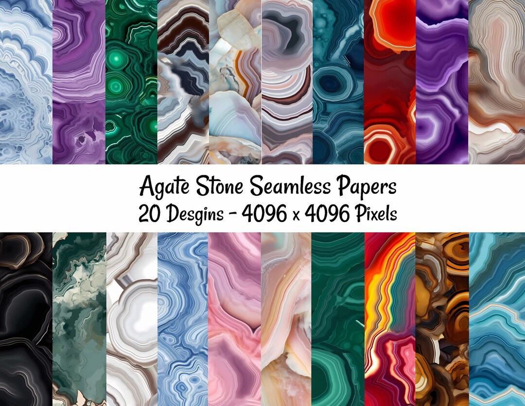 Agate Stone Seamless High Quality Digital Papers, 20 Instant Printable ...