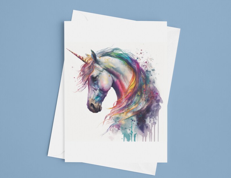 Rainbow Unicorn Watercolor Art Digital Download, Highly Detailed 10 ...
