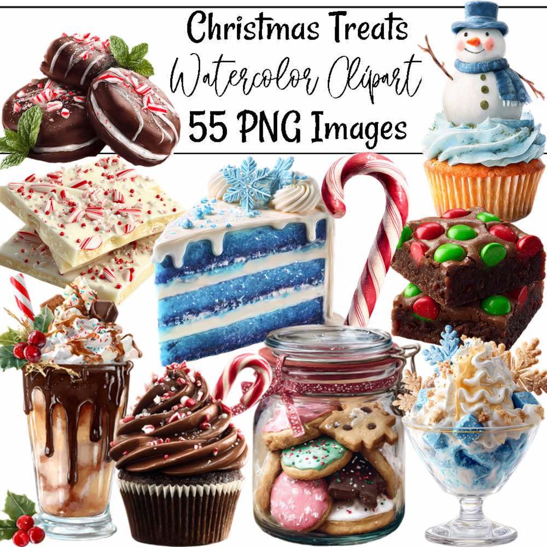 Christmas Treats Clipart Candy Illustrations Holiday Art Digital ...