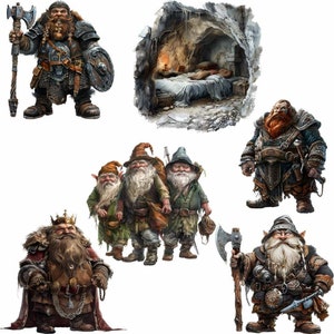 Fantasy Dwarf Watercolor Clipart, 38 RPG Fantasy Folklore Fairy Tale ...