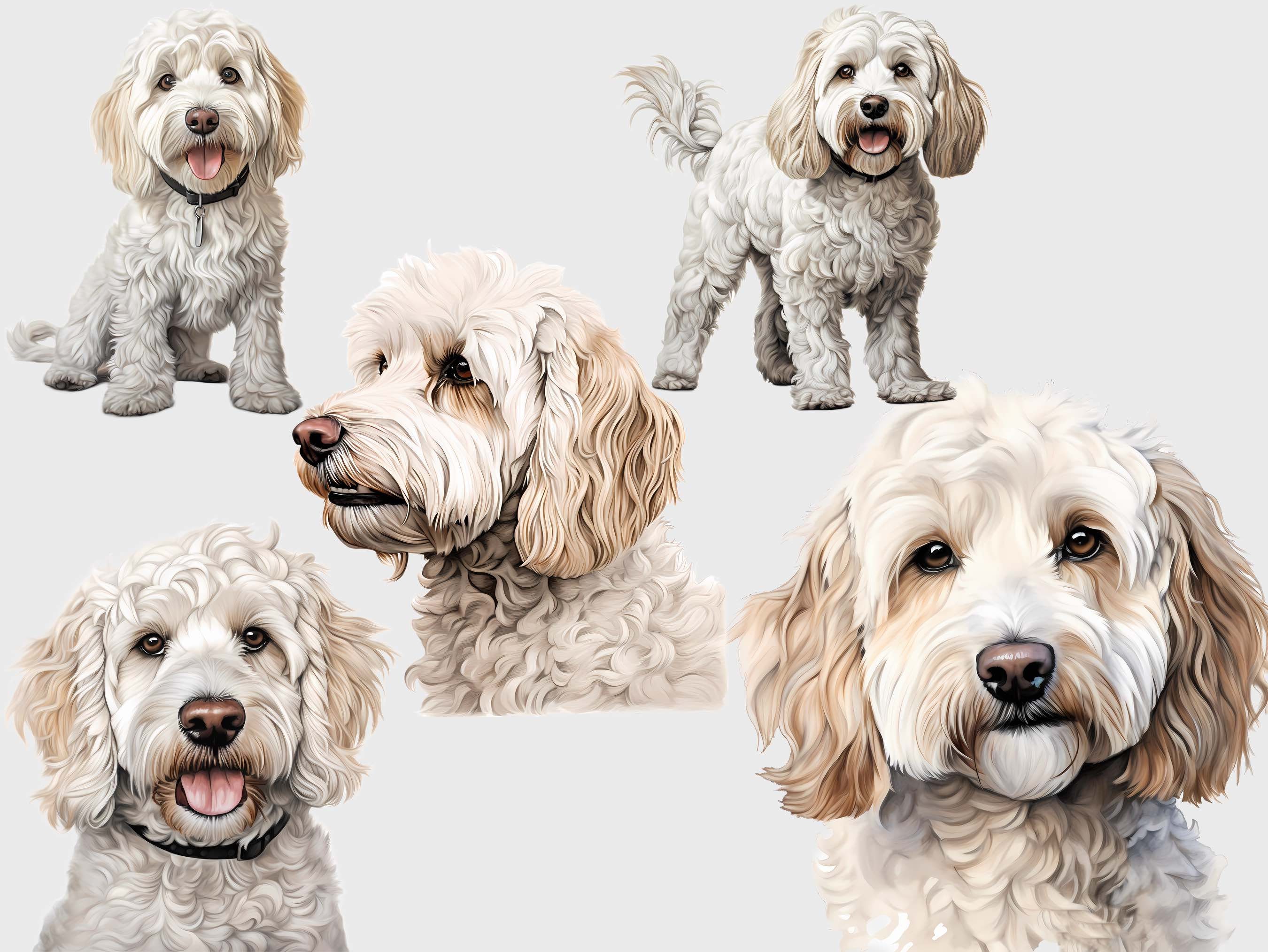 White Cockapoo Printable Digital Downloads, 10 Sublimation Dog Bundle ...