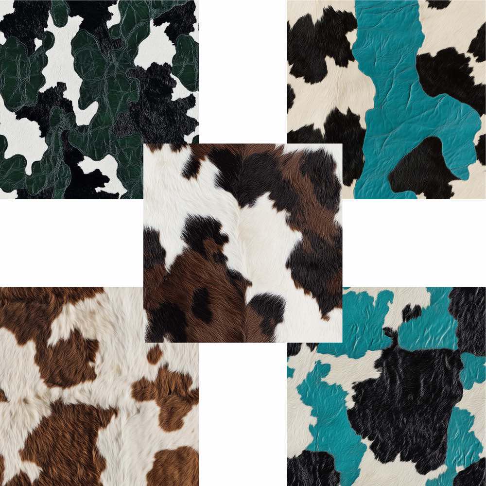 Cowhide Seamless Digital Papers, 33 Leather Cow Fur Texture Western ...