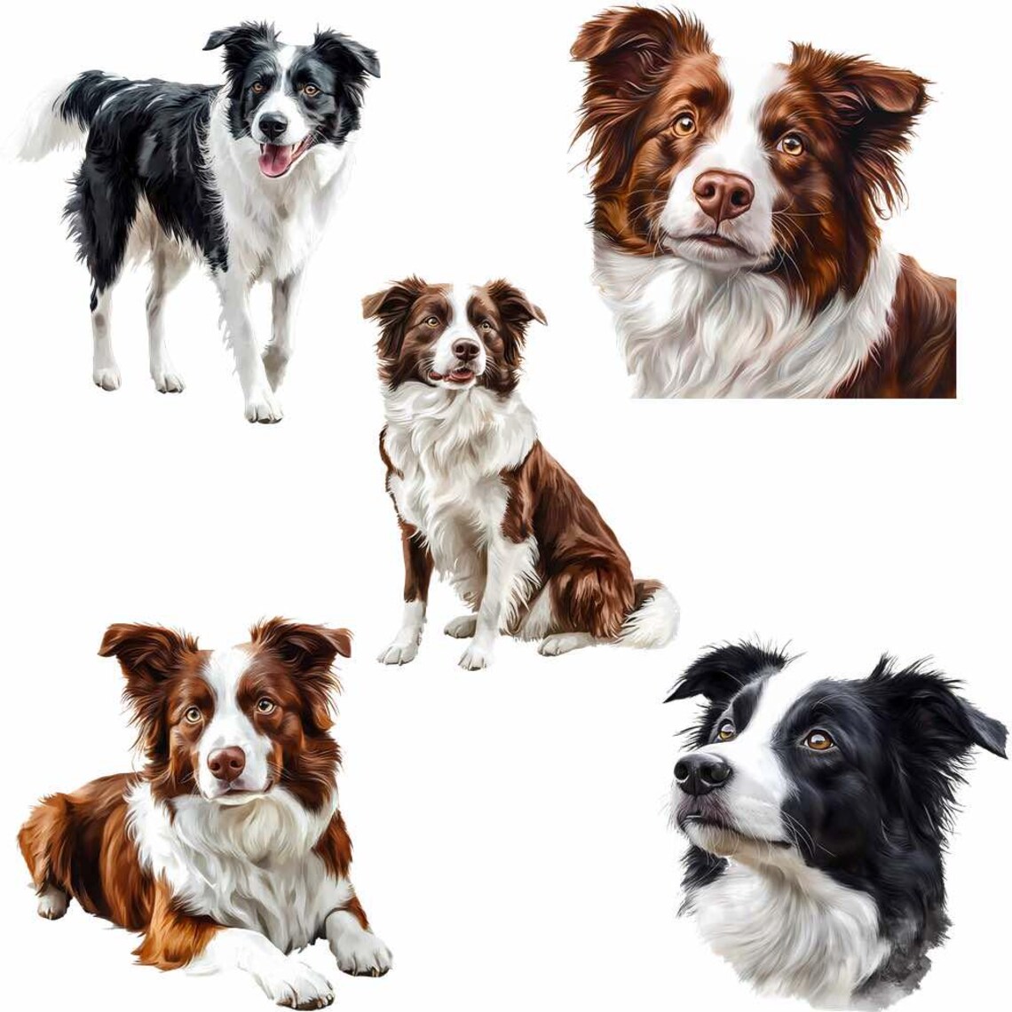 Border Collie Dog Watercolor Clipart Digital Downloads Sheep Dog ...