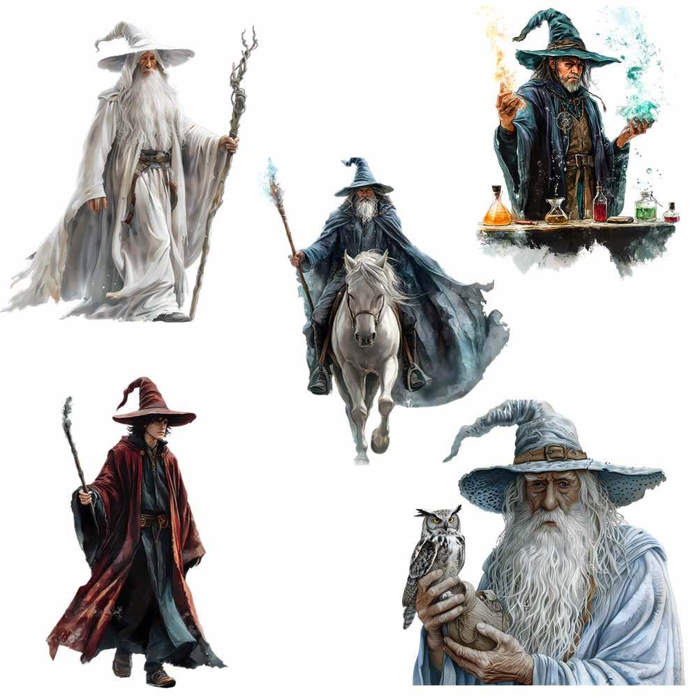 Wizard, Sorcerer & Mage Watercolor Clipart RPG Fantasy Folklore Fairy ...