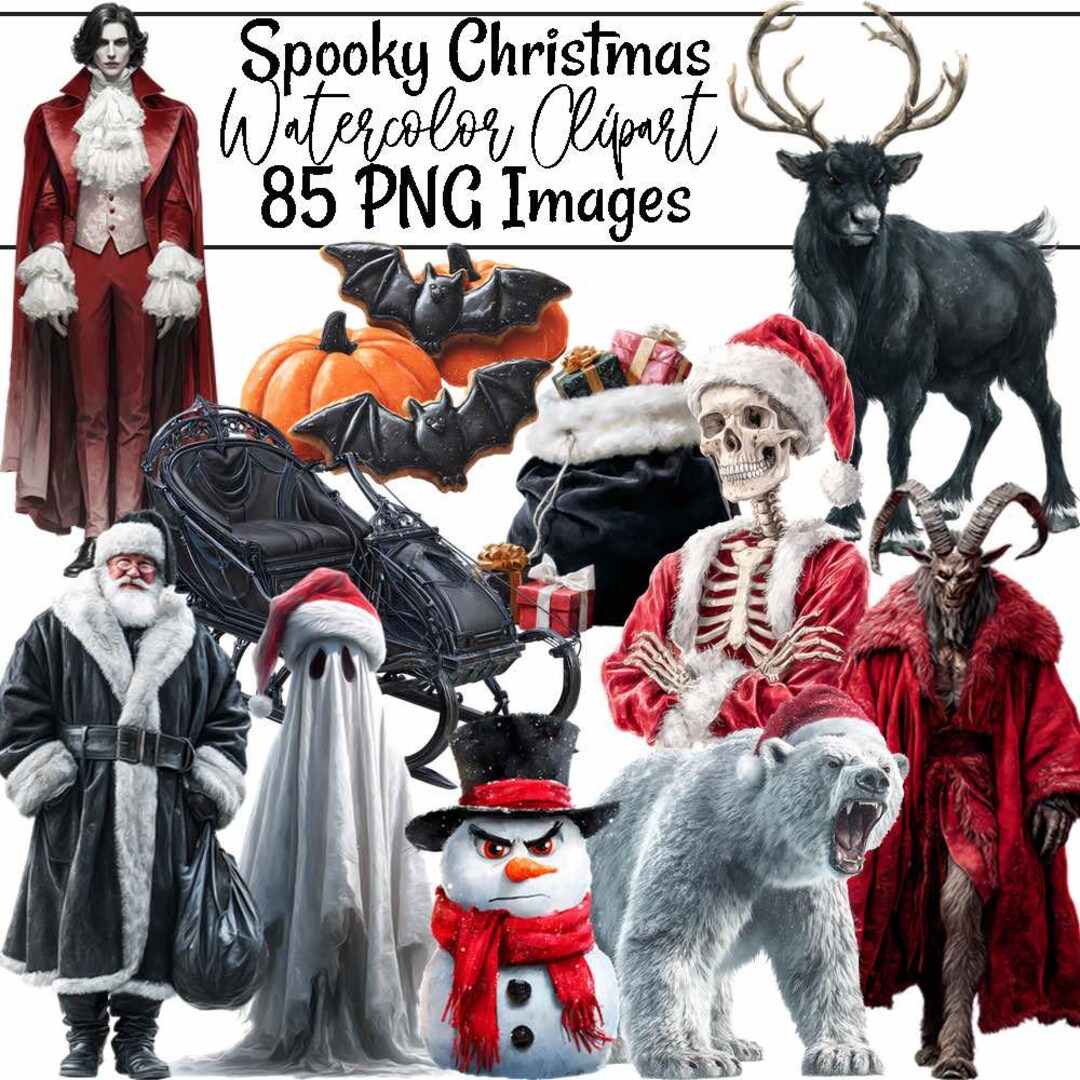 Spooky Christmas Clipart Gothic Christmas Png Illustrations Christween ...