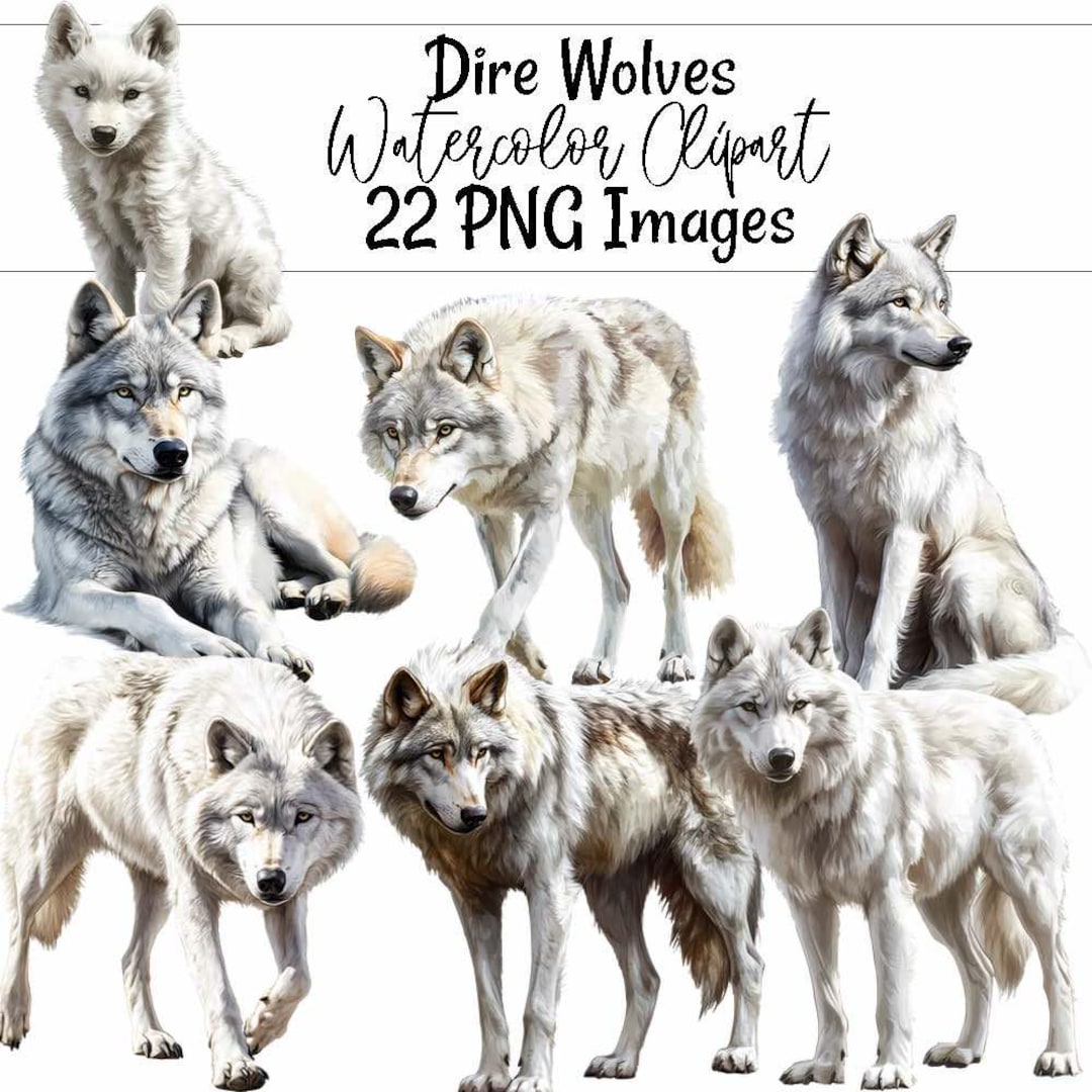 Dire Wolf Clipart Wild Canine Art Wolves Prehistoric Illustrations Ice ...