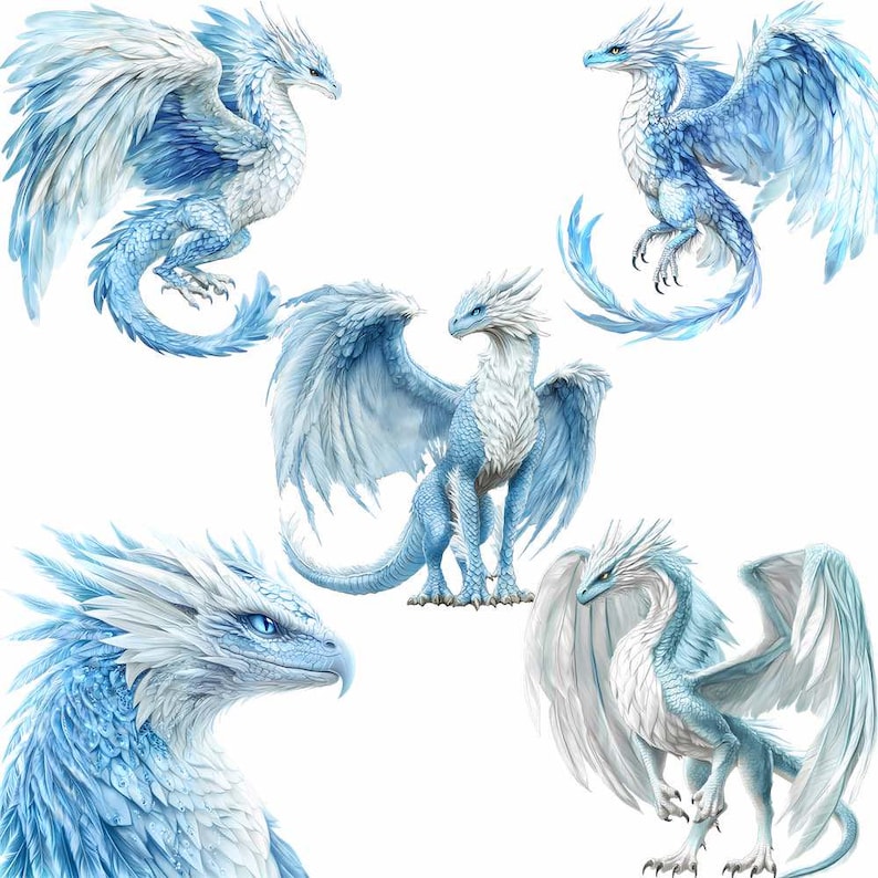Elemental Dragon Watercolor Clipart, 40 RPG Fantasy Folklore Mythology ...
