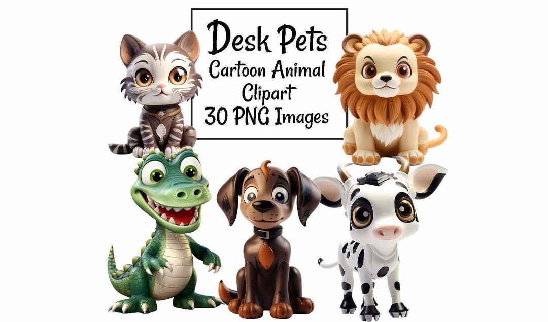 Desk Pets Cartoon Animal Pet Clipart Digital Downloads, 30 Classroom ...