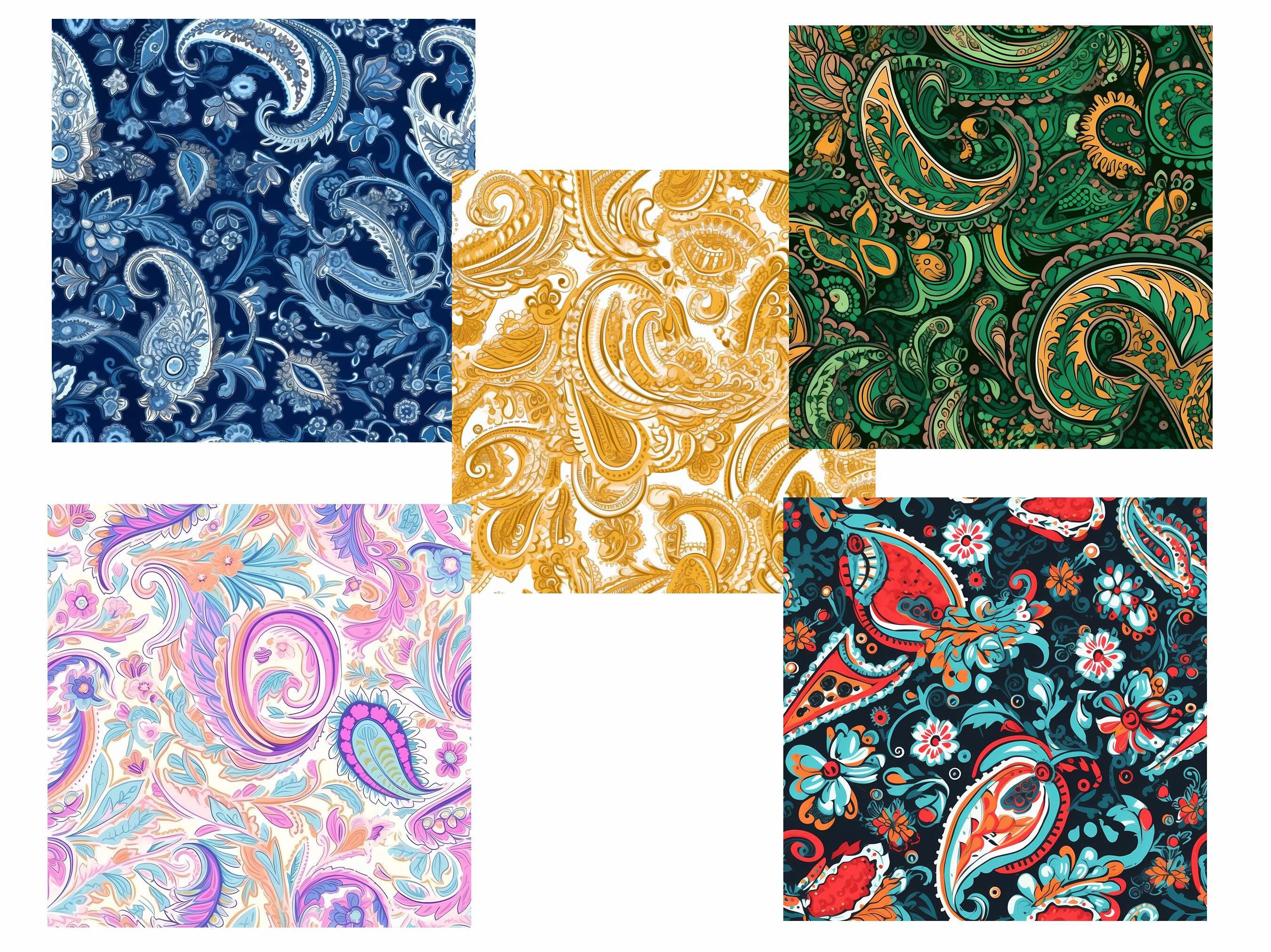 Paisley Colorful Seamless Digital Papers 22 Floral Pattern - Etsy