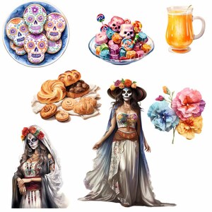 Day of the Dead Watercolor Clipart Digital Downloads, 50 Día De Muertos ...