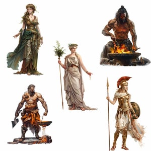 Greek Gods and Goddesses Clipart, Deities Zeus Mount Olympus Olympian ...