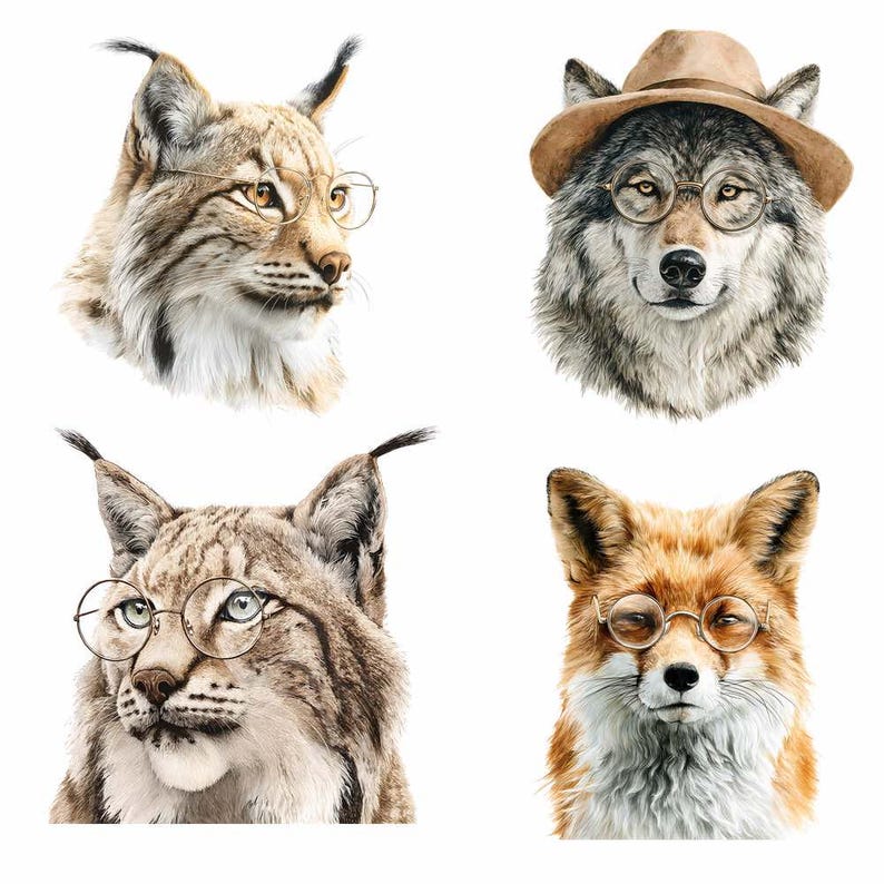 Whimsical Woodland Animal Clipart Cute Forest Creatures Peeking Animal ...