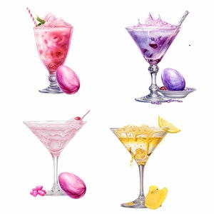 Easter Cocktail Clipart Digital Downloads Watercolor Overlay Spring ...