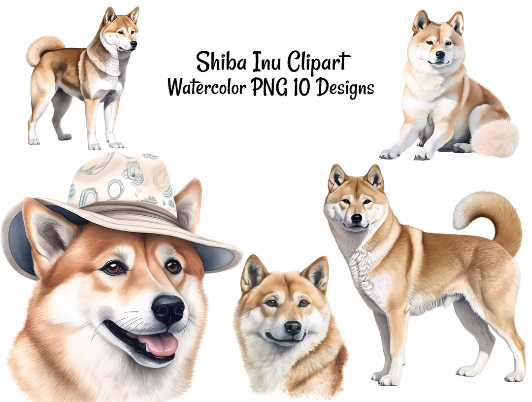 Shiba Inu Dog Watercolor Printable Digital Downloads, 10 Overlay High ...