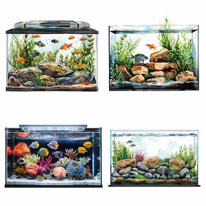 Aquarium Fish Watercolor Clipart Digital Downloads,30 Tropical Fish Pet ...