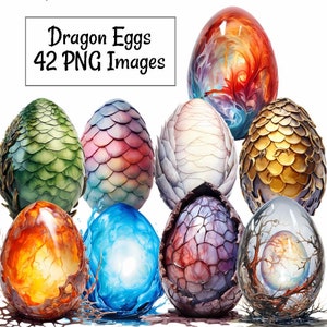 Dragon Eggs Clipart Watercolor Digital Downloads, 42 Baby Egg Fantasy ...