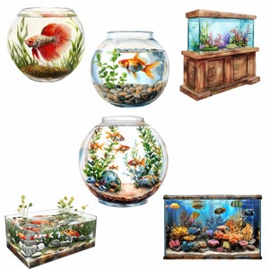 Aquarium Fish Watercolor Clipart Digital Downloads,30 Tropical Fish Pet ...