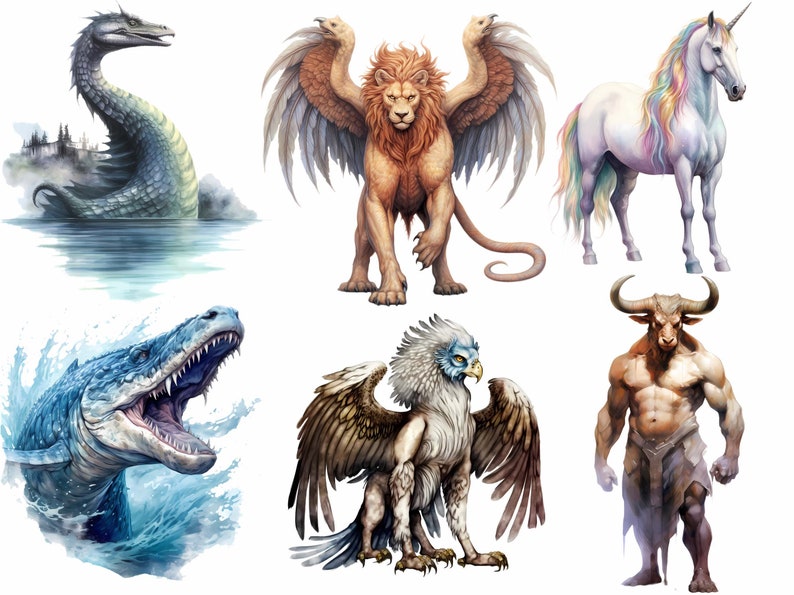 Mythical Creatures Clipart Watercolor Printable Digital - Etsy Australia
