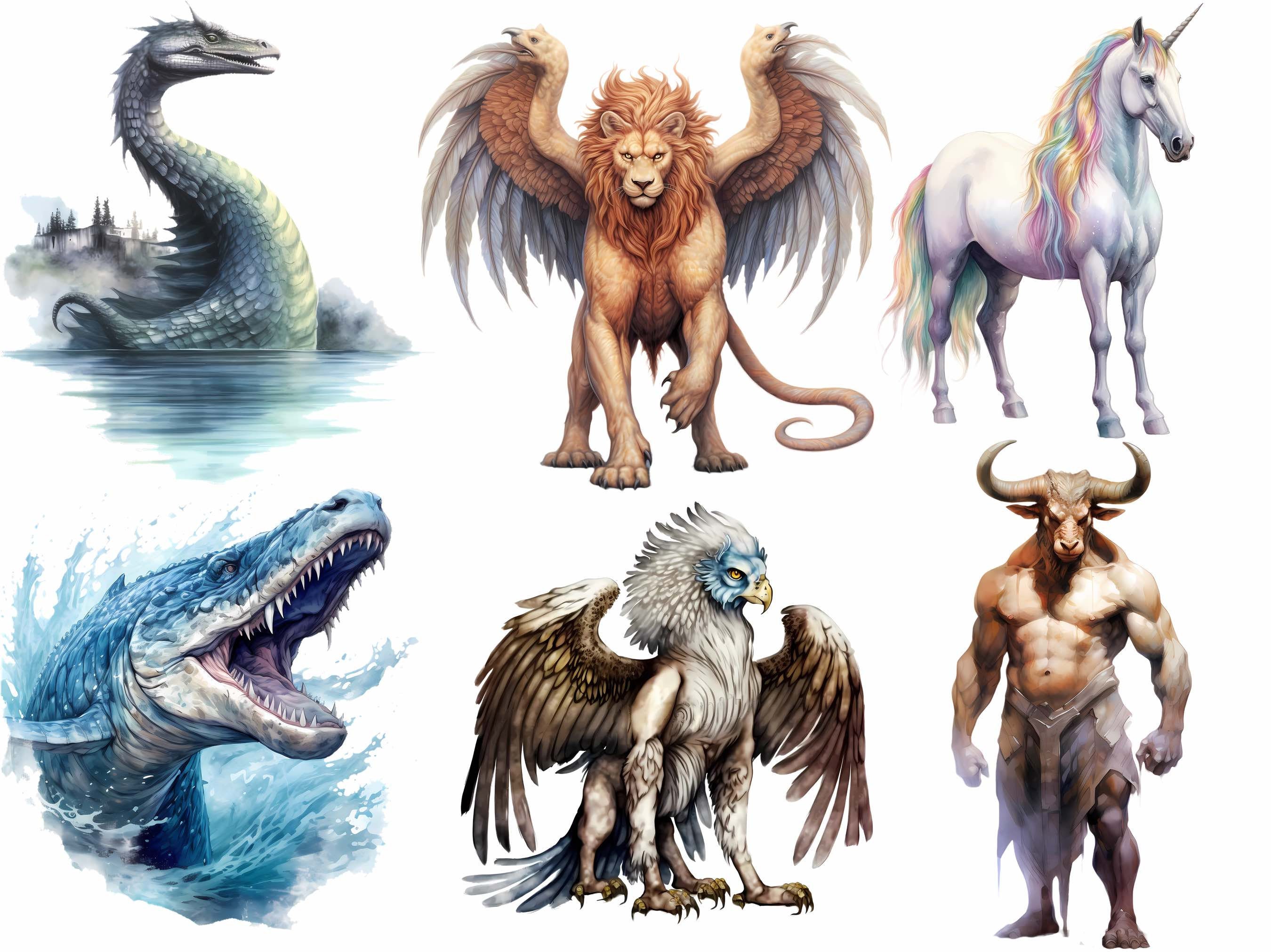 Mythical Creatures Clipart Watercolor Printable Digital - Etsy UK