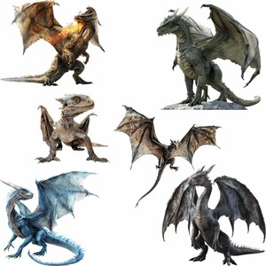 Dragon Overlay Realistic Digital Downloads Mythical Fantasy Wyvern ...