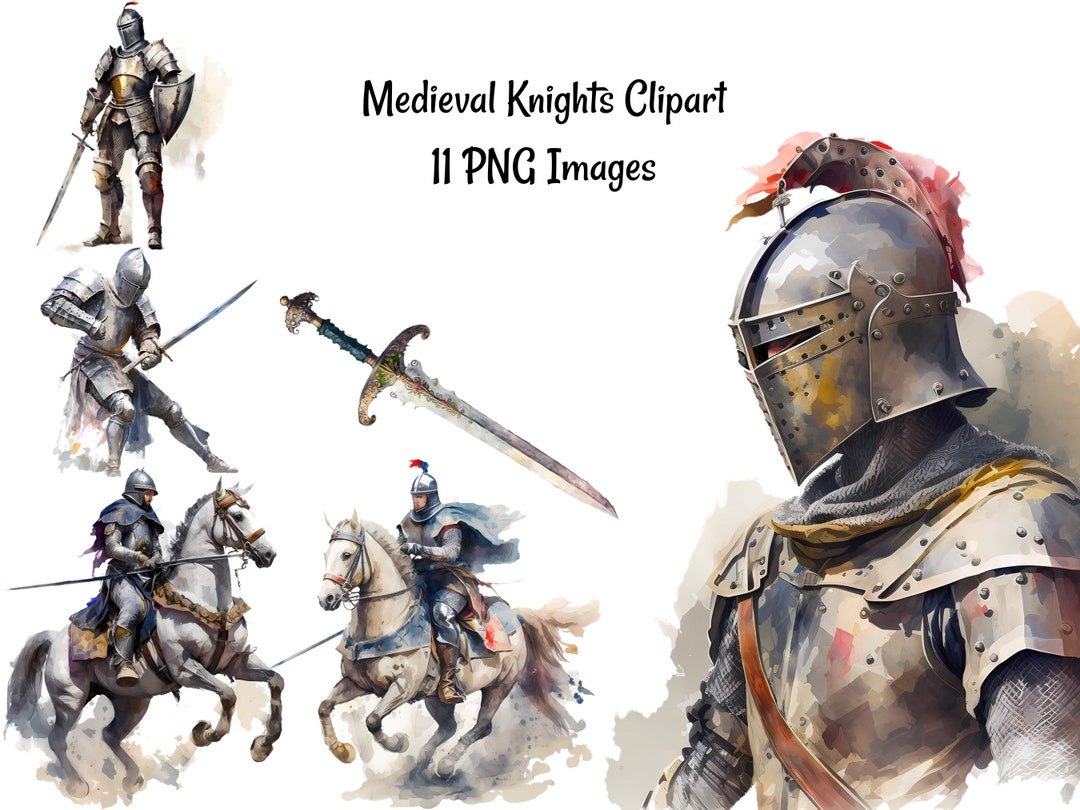 Medieval Knights Clipart Digital Downloads 11 Watercolor - Etsy Australia
