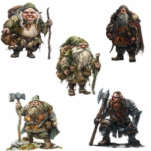 Fantasy Dwarf Watercolor Clipart, 38 RPG Fantasy Folklore Fairy Tale ...