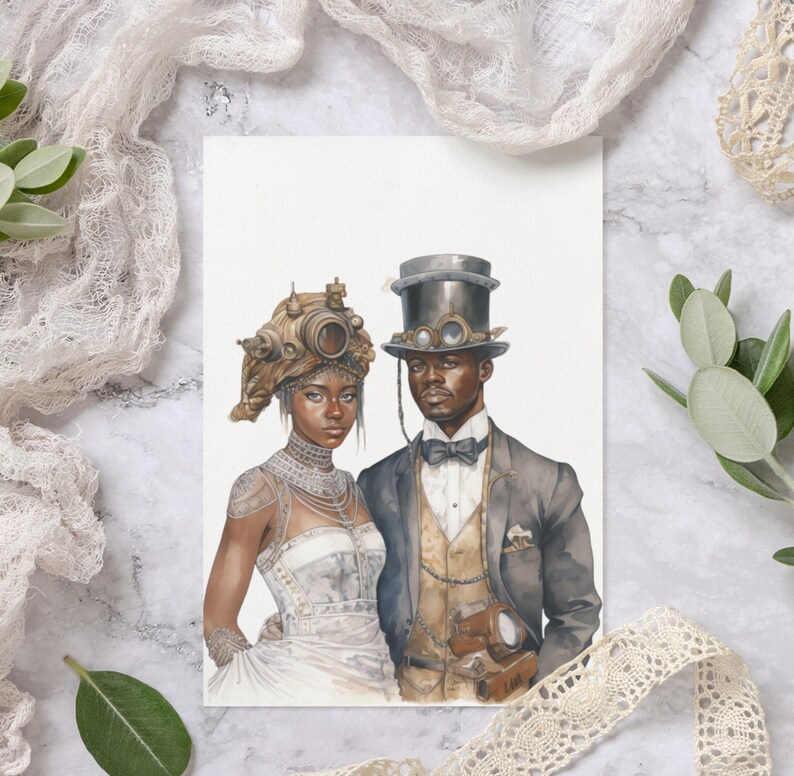 Steampunk Wedding Party Bride Groom Victorian Fantasy Clipart - Etsy