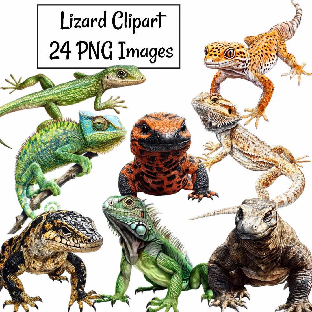 Lizard Clipart, Watercolor Reptile Digital Downloads Pet Gecko Iguana ...