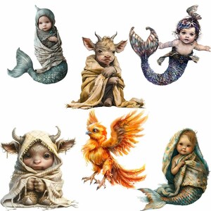 Mythical Baby Creatures Clipart,45 Watercolor Babies, Fantasy Folklore ...