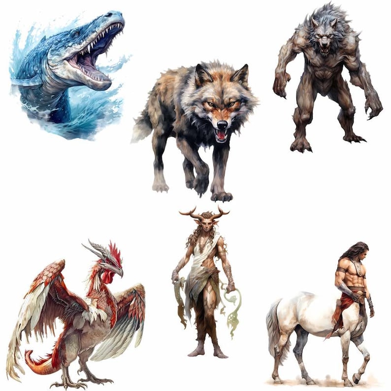 Mythological Creatures Clipart Watercolor RPG Digital Downloads ...