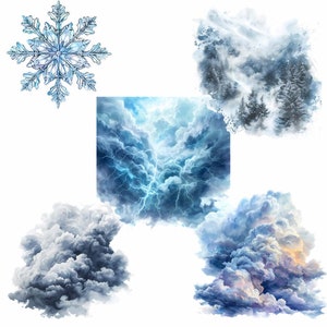 Weather Clipart Bundle Digital Downloads, 46 Watercolor Rainbow Sun ...