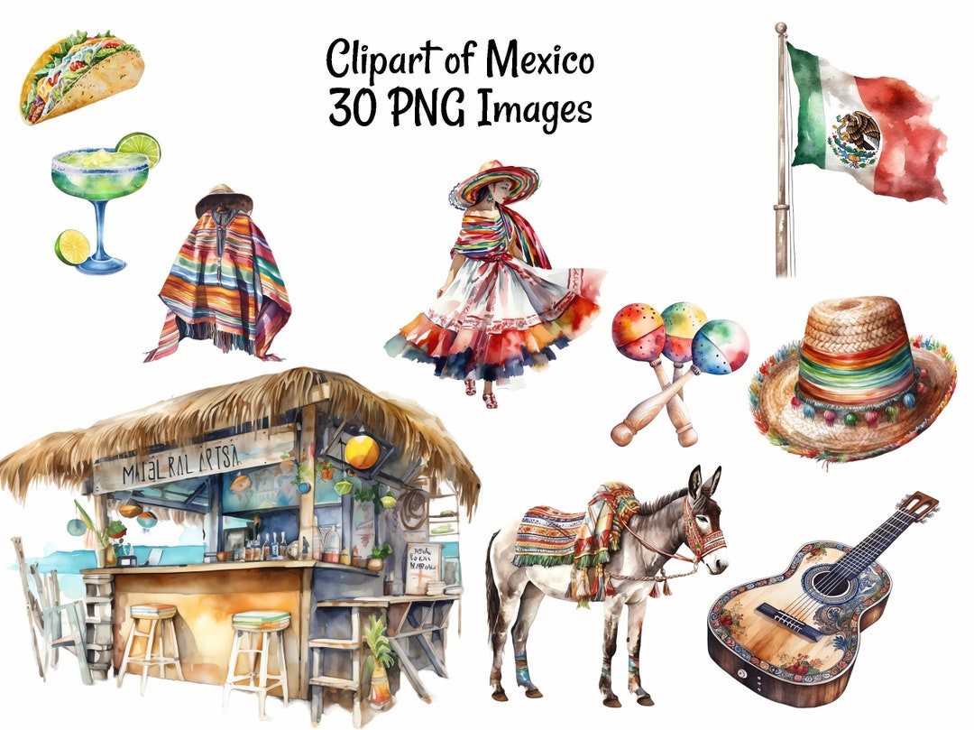 Mexican Mexican Cinco De Mayo Clipart Digital Downloads, Watercolor ...