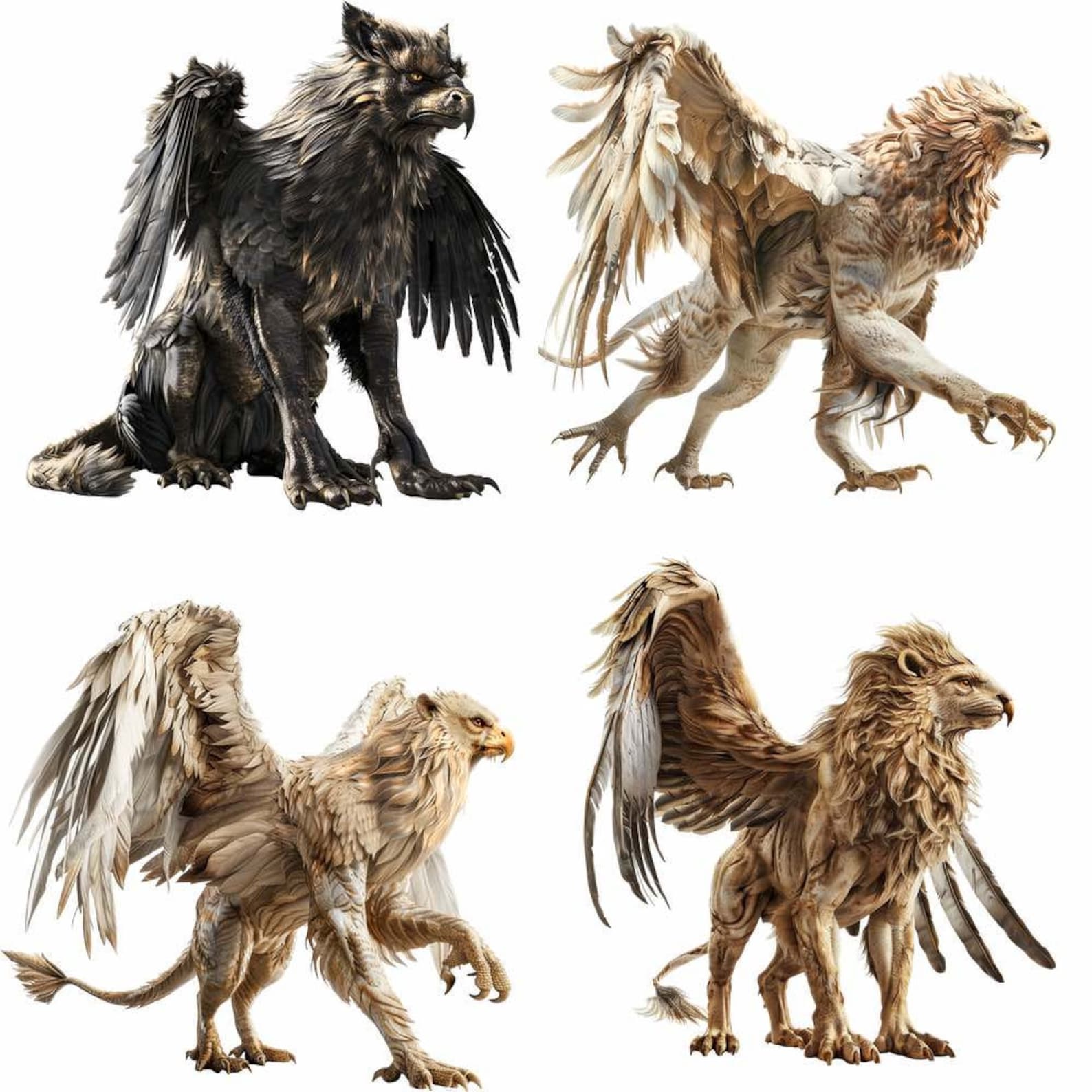 Griffin Realistic Overlay Digital Downloads, 23 Gryphon Clipart Fantasy ...