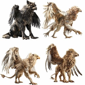 Griffin Realistic Overlay Digital Downloads, 23 Gryphon Clipart Fantasy ...