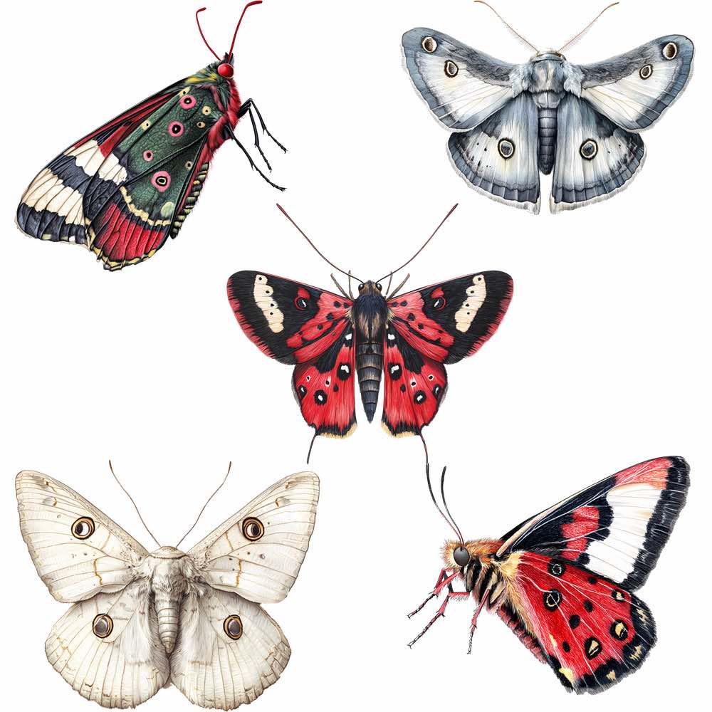 Moth Watercolor Clipart Digital Downloads Realistic Bugs Insect Luna ...