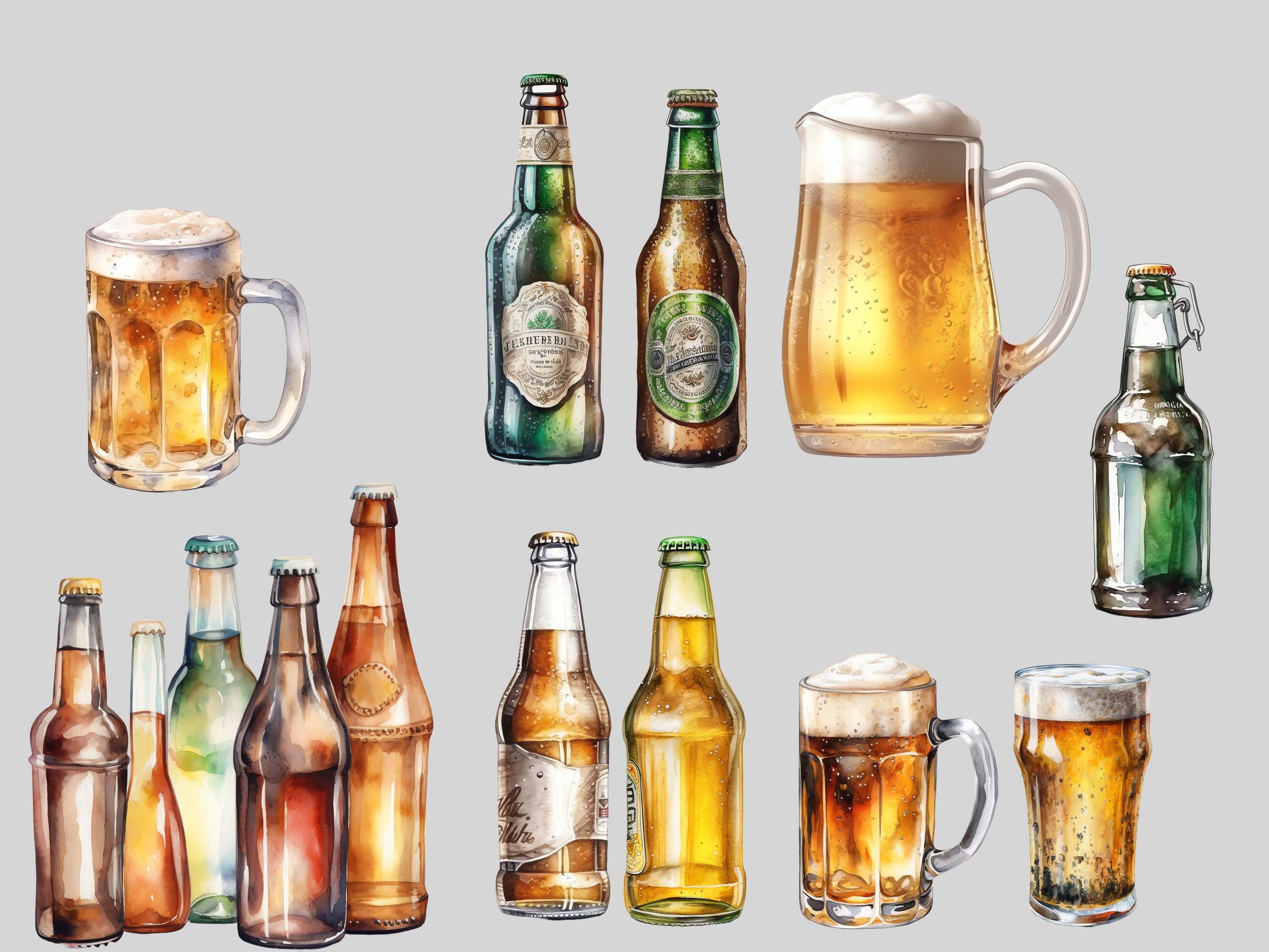 Beer Drinks Alcohol Clipart Digital Downloads, Watercolor Overlay ,20 ...